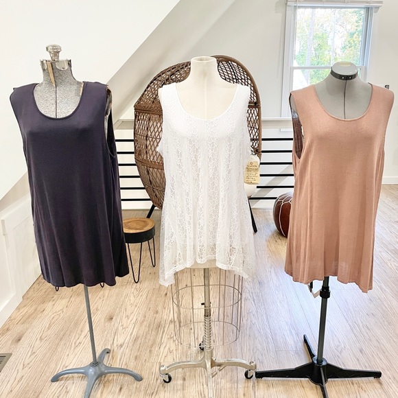 Tops | New 1x Light Cream Tan White Lace Back Tops | Poshmark